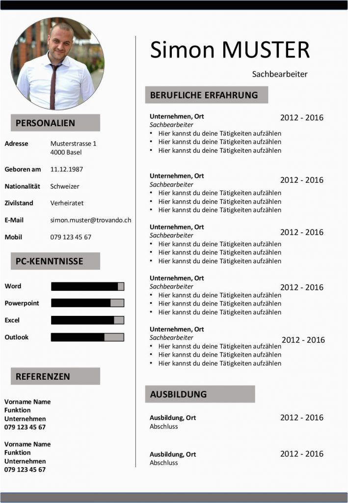 Moderner Cv Schweiz Kostenlose Lebenslauf Vorlage Aus Der Schweiz ...