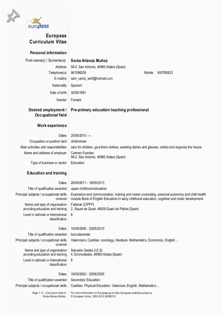 Cv Englisch Language Skills Europass Cv atienza Muñoz – lebenslauf Cv Englisch Language Skills Europass Cv atienza Muñoz – lebenslauf