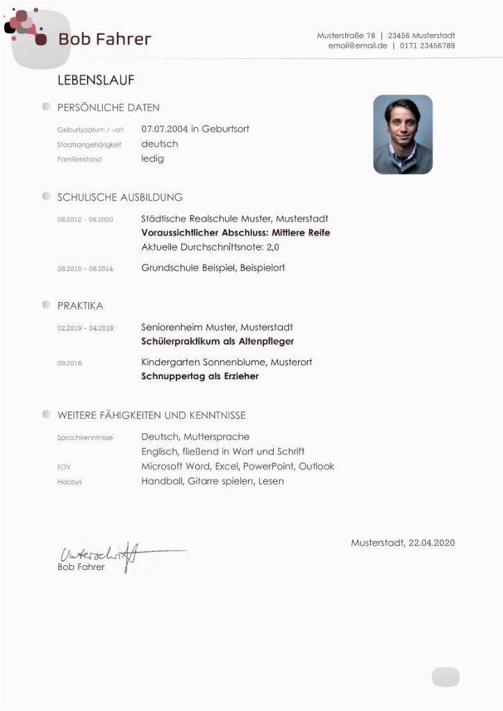 Europäischer Lebenslauf Vorlage Deutsch Word Lebenslauf Beispiele Für Perfekte Bewerbung ...