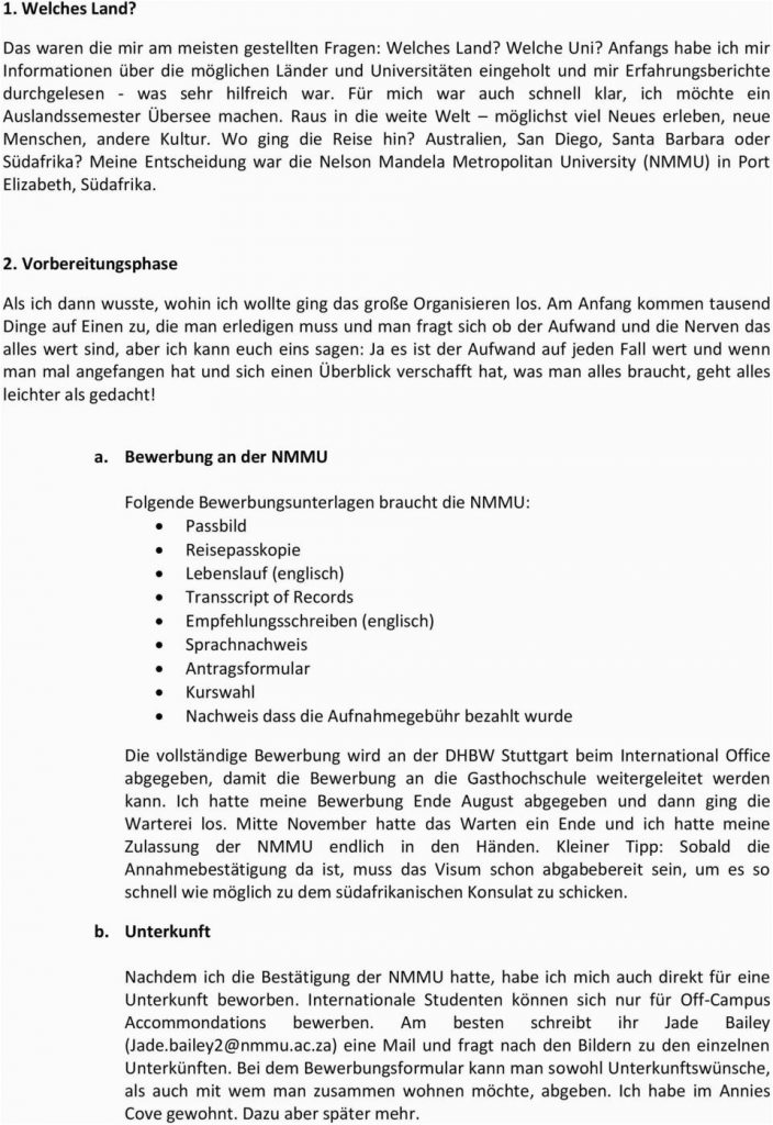 Lebenslauf Englisch Auslandssemester Erfahrungsbericht Zum ...