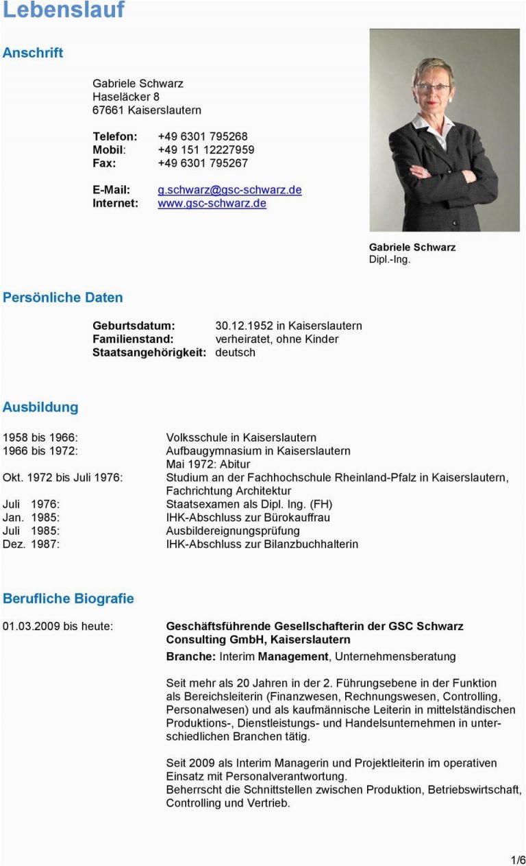 Lebenslauf Deutsch Familienstand Geburtsdatum In Kaiserslautern ...