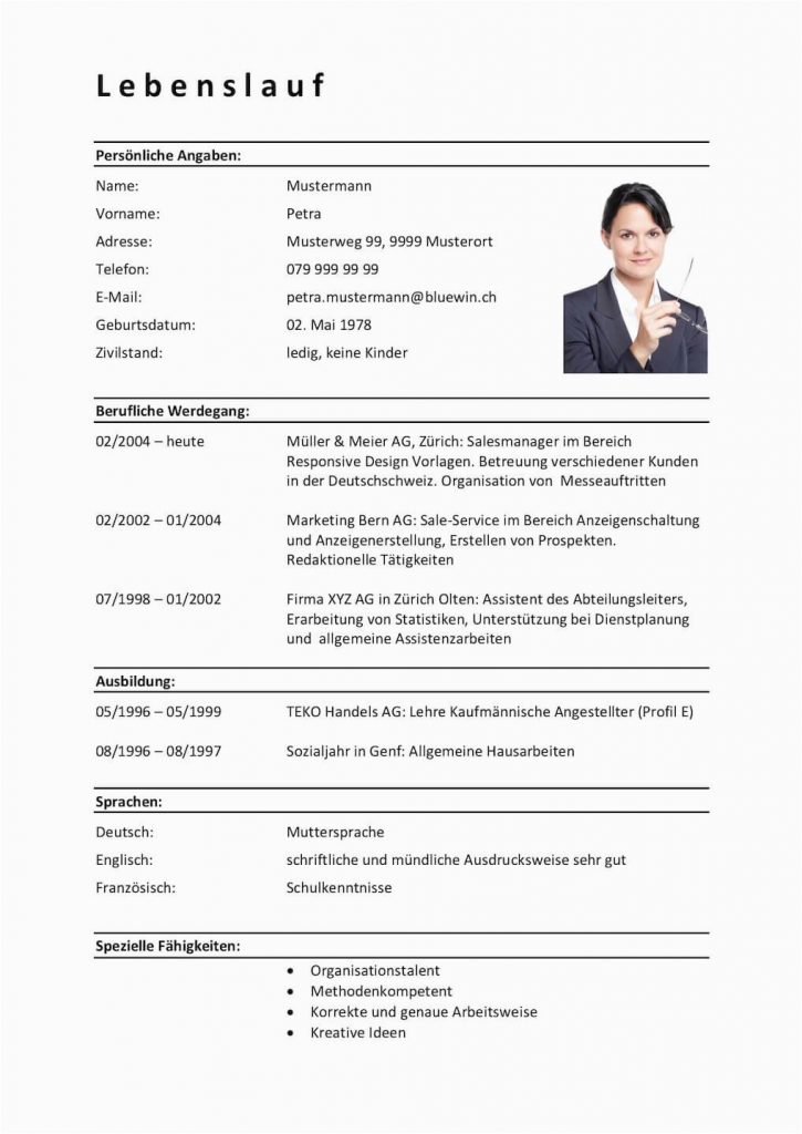 Zivilstand Englisch Lebenslauf Tabellarischer Lebenslauf Vorlage ...